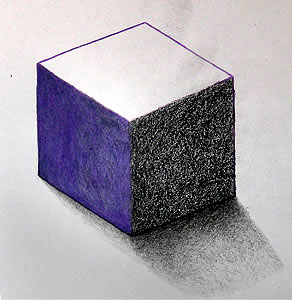 Draw a cube with colored pencils