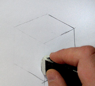 Draw a cube with colored pencils