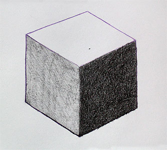 Draw a cube with colored pencils